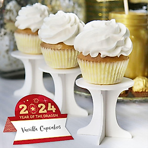 Big Dot of Happiness Lunar New Year - 2024 Year of the Dragon Tent Buffet Card - Table Setting Name Place Cards - Set of 24