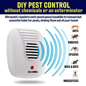 Bell + Howell Ultrasonic Pest Repeller Home Kit (Pack of 4), Ultrasonic Pest Repeller, Pest Repellent for Home, Bedroom, Office, Kitchen, Warehouse, Hotel, Safe for Human and Pet