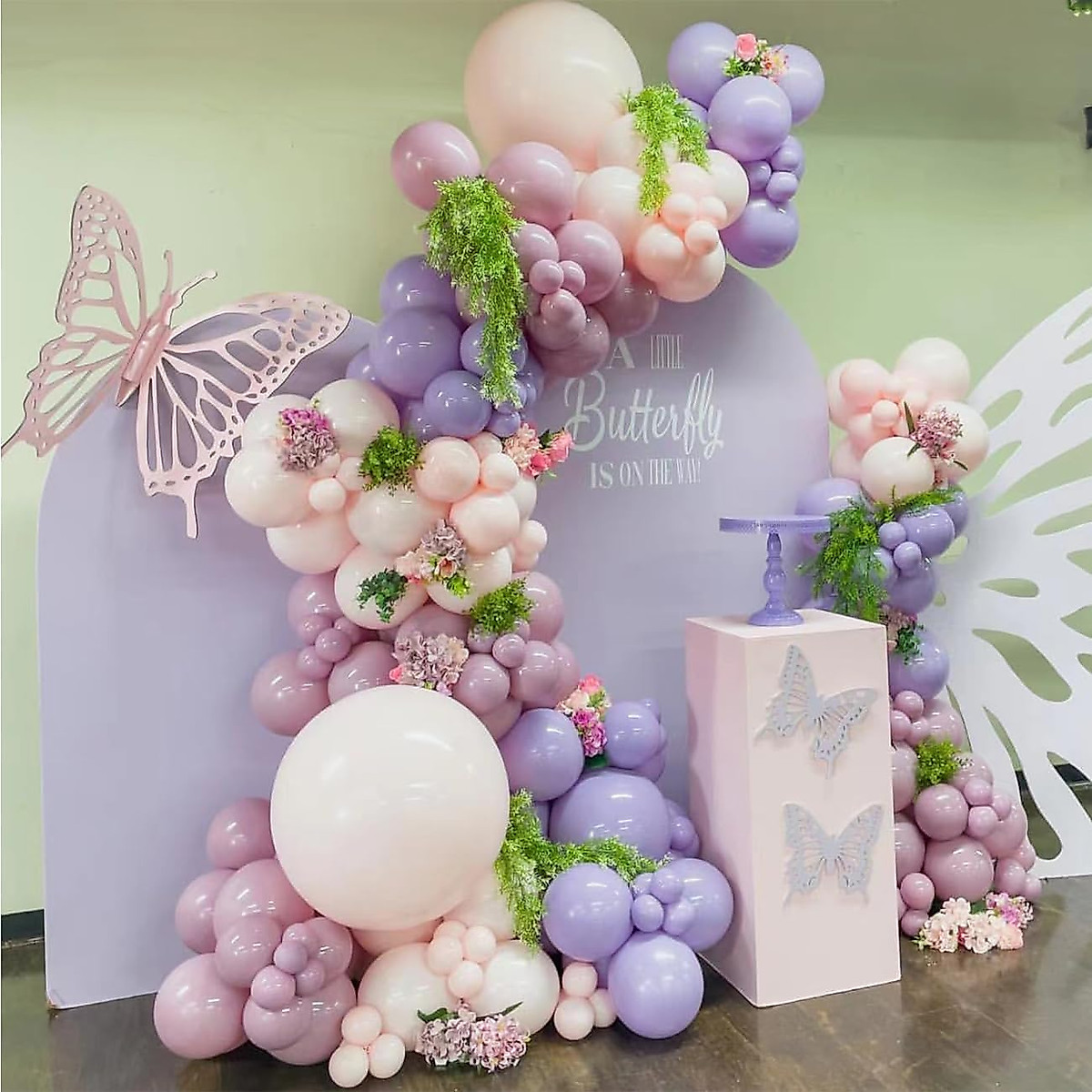 Pink and Purple Balloon Garland Arch Kit 148pcs Pastel Pink Purple Balloons for Bridal Baby Shower Wedding Birthday A Little Butterfly is on the Way Theme Party Decoration