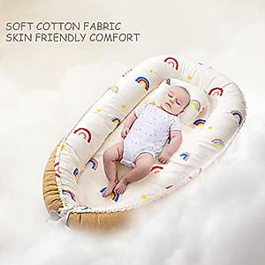 CUAIBB Baby Lounger for Newborn, Baby Pillow Lounger 0-24 Months, Baby Nest Sleeper Newborn Lounger, Breathable Sleeping Bed for Newborn Boys and Girls (A - Pink)