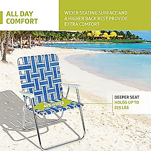 Pearington Reinforced Aluminum Lawn/Patio Set, 2 Pack Blue Webbed Folding Chair, Large