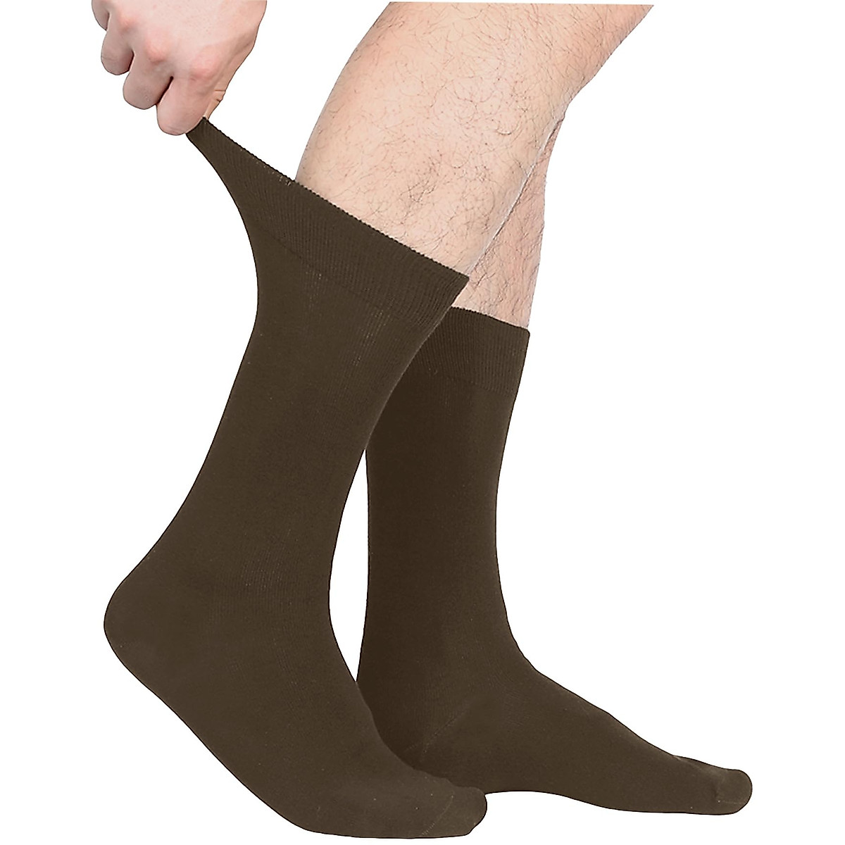BampooPanPa Men's Max Cushioned Crew Socks, 4 Pair Comfortable Crew Men Socks, Seamless Stretchy Casual Sports Socks, Brown(4 Pairs),9-11