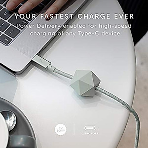 Native Union Type-C Desk Cable – USB-C to USB-C 8ft Ultra-Strong Non-Slip Charging Cable with Anchor Weight Compatible with iPhone 16, 15, MacBook Pro 13" M1/ M2, Air 13"/15", Surface Go 3 (Sage)
