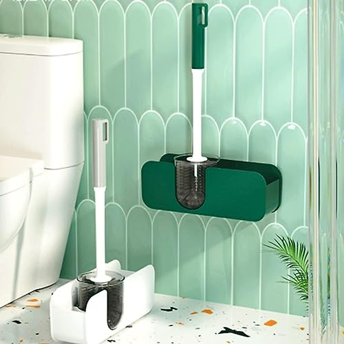 Plastic Toilet Bowl Brush Wall Mounted Floor Toilet Brush Modern Stylish Toilet Cleaner Brush Toilet Brush and Holder Set
