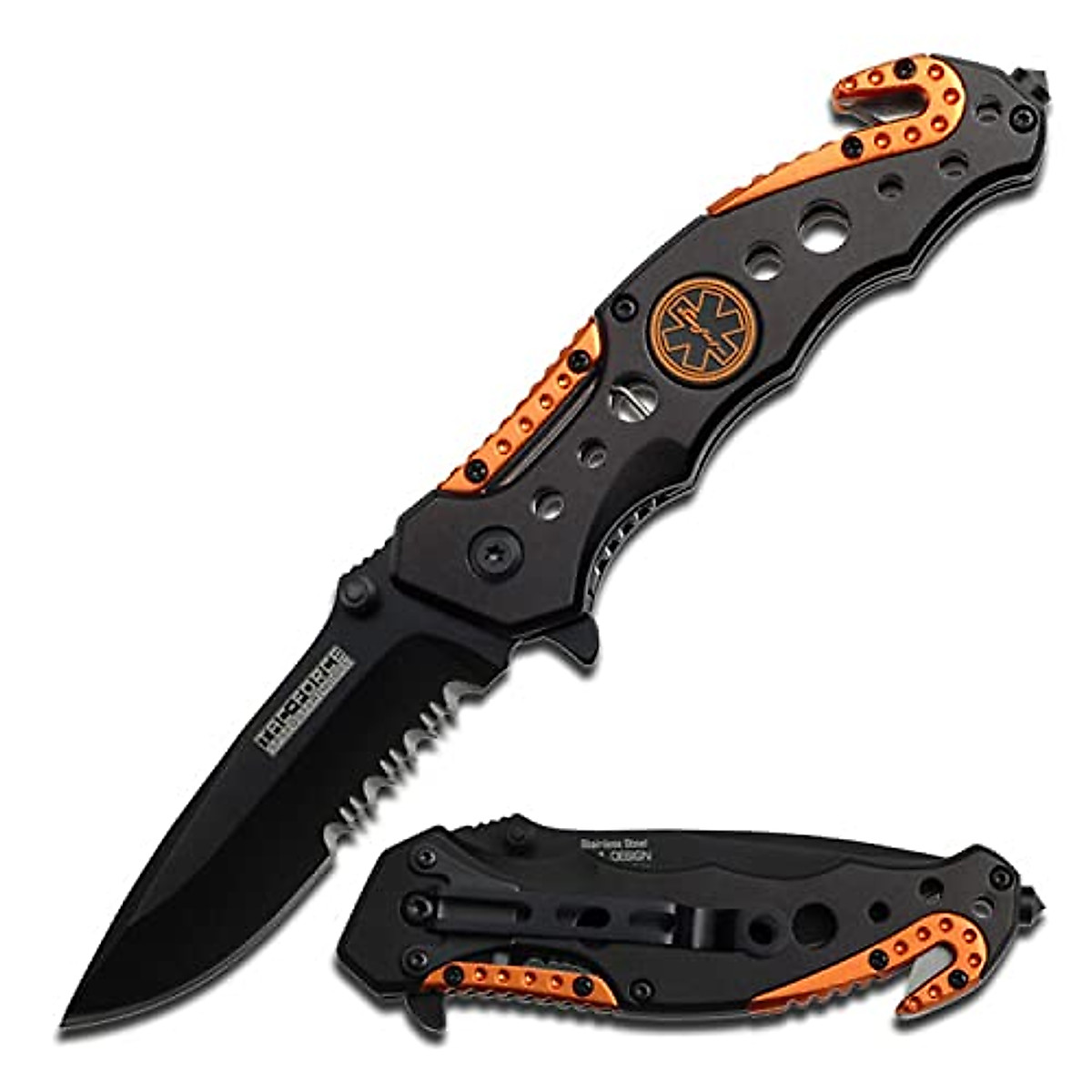 NDZ Performance TAC-Force Spring Assisted Opening EMT EMS Orange Rescue Folding Pocket Knife New