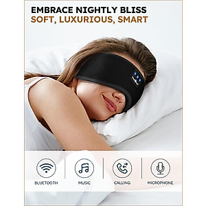 MUSICOZY Sleep Headphones Bluetooth 5.2 Headband Sleeping Headphones Sleep Mask, Wireless Music Eye Mask Sleep Earbuds for Side Sleeper Men Women Cool Tech Gadget Unique Gift Office Travel, Pack of 2