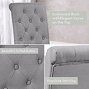 S AFSTAR Upholstered Dinning Chairs Set of 4, Tufted Parsons Chairs with Solid Rubber Wood Legs & Adjustable Feet, High Back Padded Dining Chairs for Kitchen Living Room Restaurant (4, Gray)