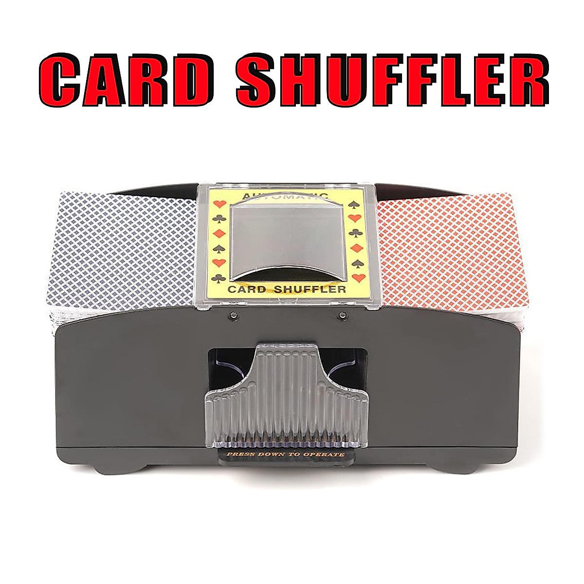 Hczswsy Card Shuffler 2 Deck, Automatic Card Shuffler Battery Operated, Battery Operated Casino Playing Card Shuffler for Home Card Games, Texas Hold'em, Blackjack