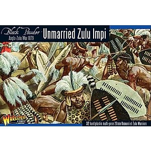 Warlord Black Powder Anglo-Zulu War Unmarried Zulu Impi Tabletop Miniatures - Plastic Paintable Miniature 1700-1900 Soldiers Set, Unpainted Table Top 28mm Military Minifigures for Adults - Figurines