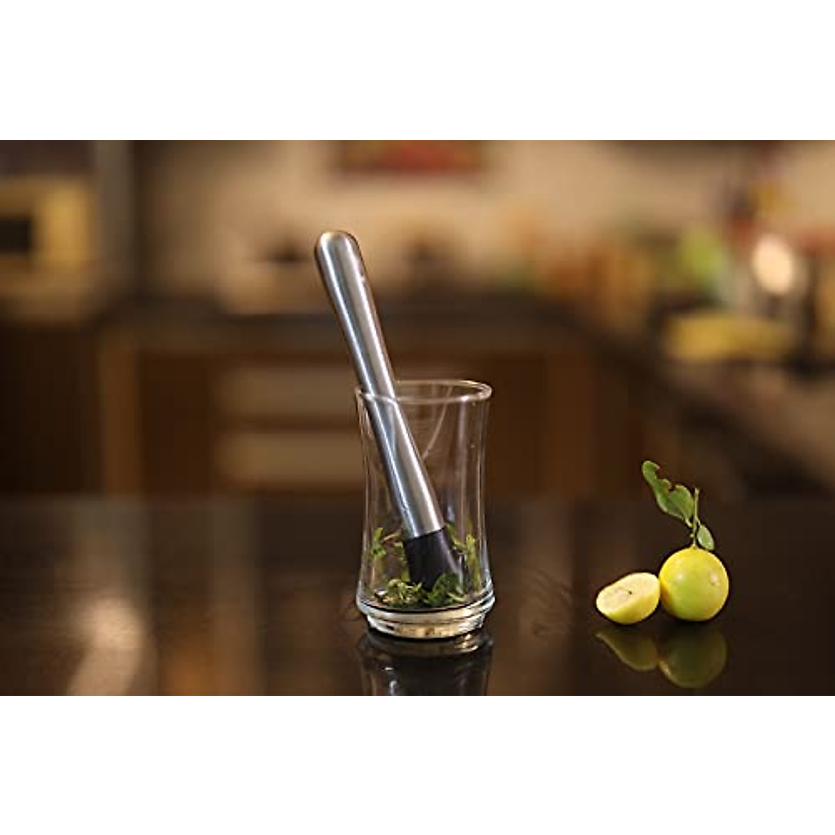 Kitchen Rest Muddler for Cocktails - 8inch Long 1pc Stainless Steel Fruit Crusher - Bar Tools for Home for Making Mojito Mix and Other Fruit Drinks
