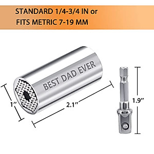 Dad Christmas Gifts from Daughter Son Unique for Dad, Best Dad Ever - Universal Socket Tools for Dad, Father Men Gifts for Dad Gifts for Christmas, Dad Birthday Gift from Kids, Super Socket (7-19mm)
