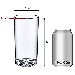 Amazing Abby - Liberty - 16-Ounce Plastic Tumblers (Set of 6), Plastic Drinking Glasses, All-Clear Reusable Plastic Cups, BPA-Free, Shatter-Proof, Dishwasher-Safe