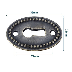 dophee 10Pcs Oval Stamped Antique Brass Decorative Keyhole Cover Plate, Keyhole Escutcheon Plate for Cabinet, Door, Dresser, Drawers, Desk Furniture Hardware