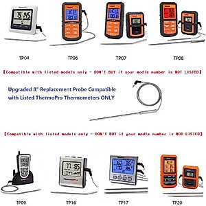 eBasics Meat Thermometer Probe Replacement Temperature Probe Compatible with Thermopro TP20, TP17, TP16, TP10,TP09, TP08, TP-08S, TP-07, TP06S, TP04, TP25, TP27, TP28, TP829, TP930