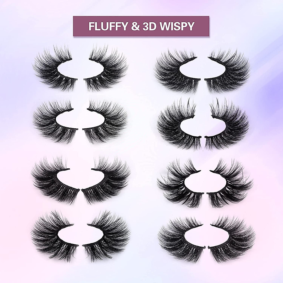 Mink Lashes Faux False Eyelashes Dramatic Natural Look 8 Styles Fake Eyelashes Pack 18-22MM Thick Crossed Fluffy Volume Reusable Eyelashes 3D Multi-layered Cat Eye&Round Shape by Boahankuke