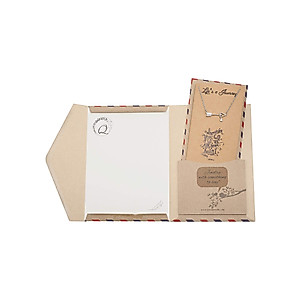 quan jewelry Arrow Necklace with Heart Charm Sideways Arrow Pendant, Graduation Gifts Dream Necklace with Inspirational Quote Greeting Card, Adjustable Chain 16" to 18" Silver Tone