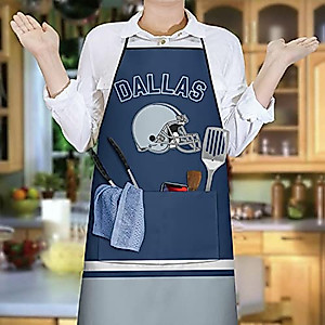 Football Fan Aprons for Men Women with 2 Pockets Cooking Kitchen Aprons, Funny Apron Gifts for Dad, Father