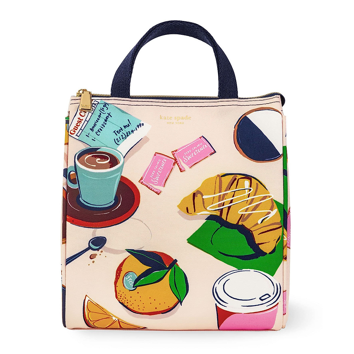 Kate Spade New York Cute Lunch Bag for Women, Large Capacity Lunch Tote, Adult Lunch Box with Silver Thermal Insulated Interior Lining and Storage Pocket, Rise and Shine