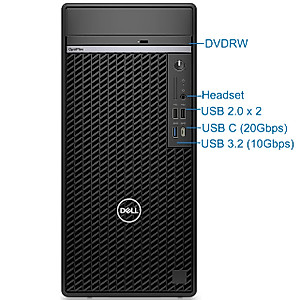 Dell Optiplex 7010 Plus Tower Desktop Computer, Intel i9-12900K, 64GB RAM, 2TB NVMe SSD, DisplayPort, DVDRW, HDMI, USB-C 20 Gbps, Wi-Fi, BT, Windows 11 Pro, 7000 Series PC, Black
