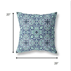 HomeRoots 20" Blue Aqua Cloverleaf Indoor Outdoor Throw Pillow