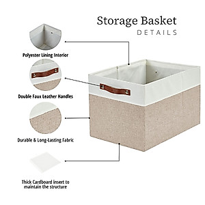 DECOMOMO Storage Baskets for Shelves 13x15x13 Closet Bins for Shelves, Baskets for Closet Organization Kallax Cubby Toy Storage (Beige and White, 3-Pack)