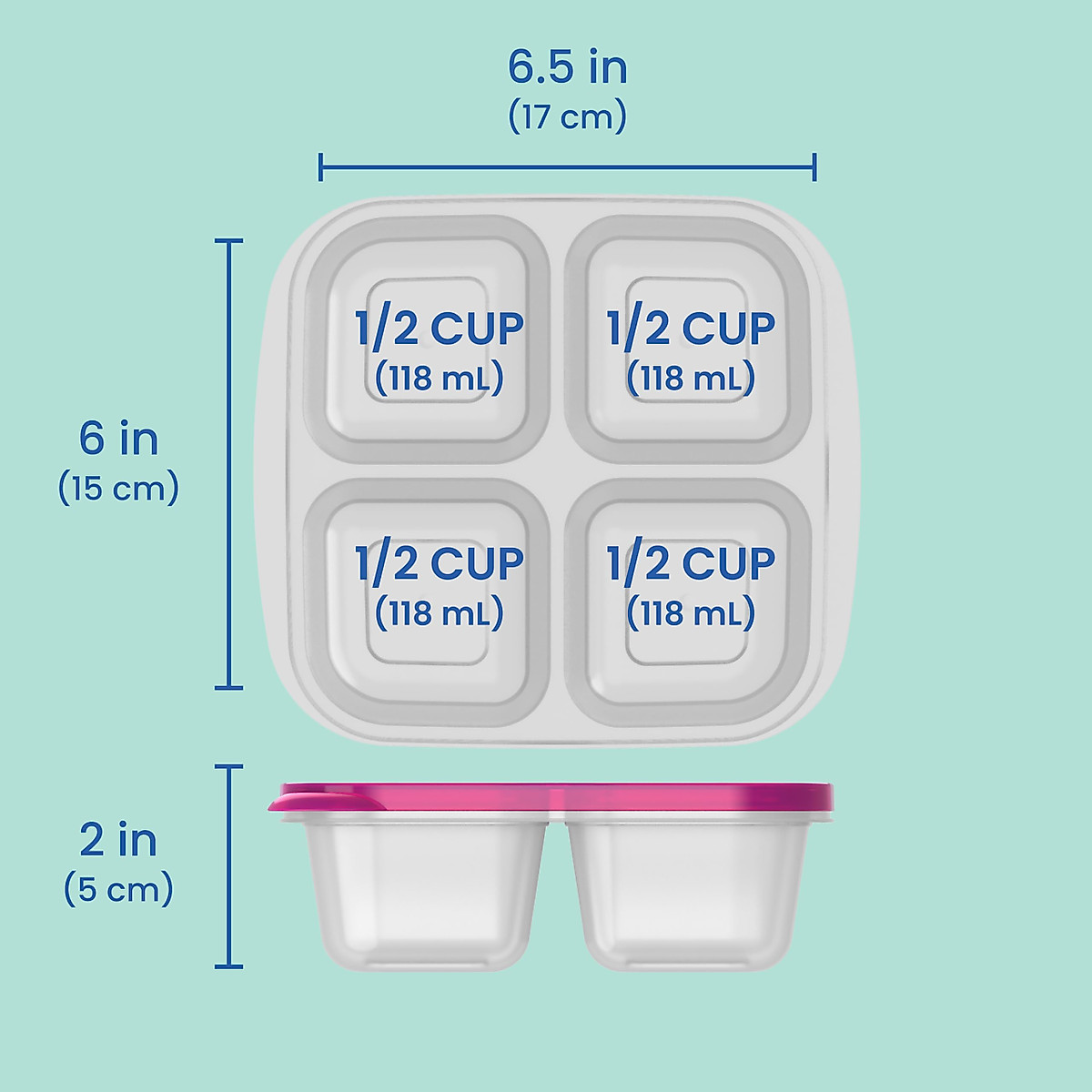 EasyLunchboxes® - Bento Snack Boxes - Reusable 4-Compartment Food Containers for School, Work and Travel, Set of 4, Brights