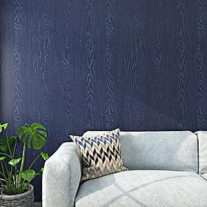 Livelynine Dark Blue Wood Wallpaper Peel and Stick Countertops Waterproof Navy Contact Paper for Cabinets Desk Walls Dresser Cover Top Kitchen Cabinet Wallpaper Matte Wood Grain Vinyl Wrap 15.8x78.8