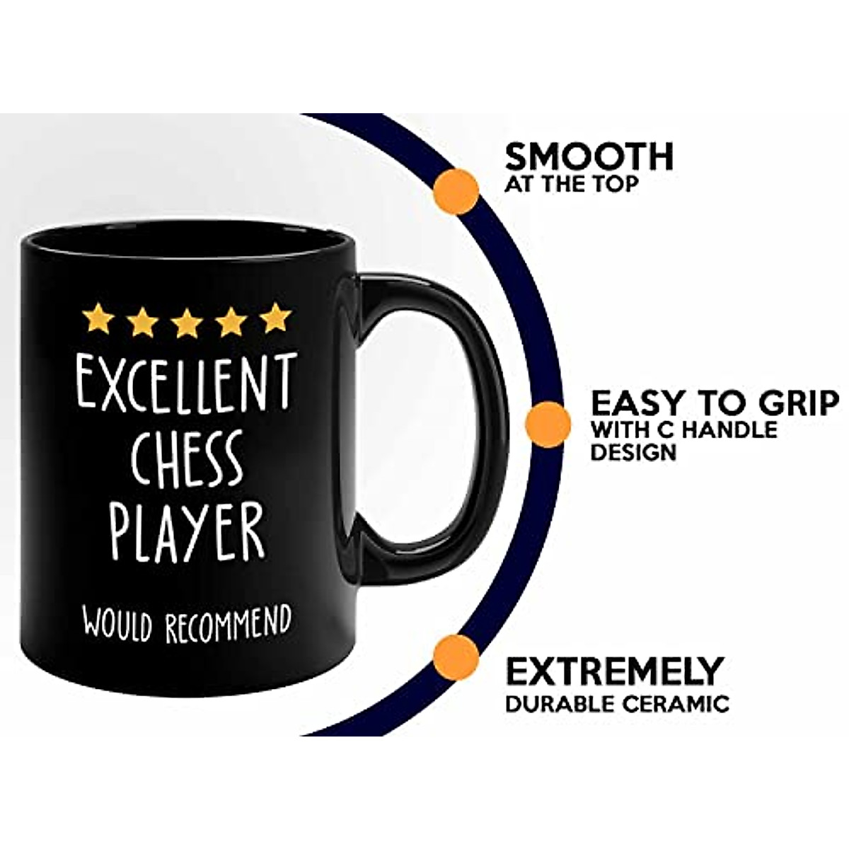 Funny Review Coffee Mug 11oz Black - Excellent Chess Player Would Recommend - Coworker Rating Work Bestie Sport Chess Player Smart Sports Nerd Geek
