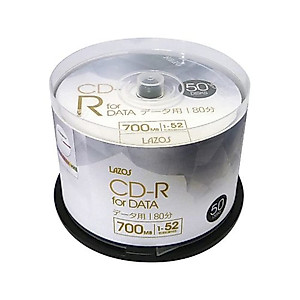 Leader Media Techno 4571414152587 Lazos CD-R 700MB for Data 1-52 Double Speed One time Recording White Wide Printing Correspondence 50 Pieces of Spindle case L-CD50P, Adjustable, Other