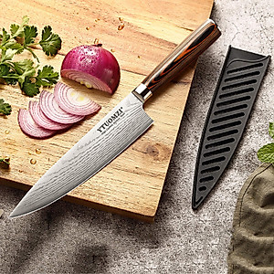 Ytuomzi Razor-Sharp Chef Knife, 8-inch High Carbon Stainless Steel Chef's Knife for Home Kitchen & Restaurant, 8" Chef Kitchen Knife with Sheath & Gift Box, Ergonomic Handle