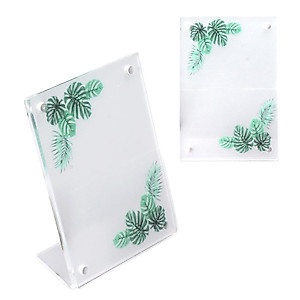 Picture Frame, Easy Cleaning Clear Table Top Photo Frame Acrylic Robust for Cards (Monstera Leaves)