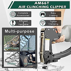 Woodpecker AM66T Pneumatic Clinch Clip Clipper Vertex Fastening Air Power Clinching Tool Hartco Clipper Industrial Clip Tool Gun Clipper Gun for Spring Mattress, Car Seat (AM66T)