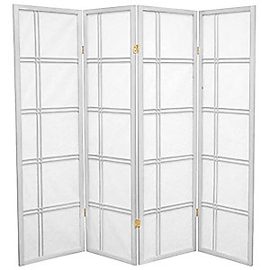 Oriental Furniture 5 ft. Tall Double Cross Shoji Screen - White - 4 Panels