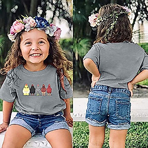 VILOVE Chicken Farmer Toddler T-Shirt Cute Chicken Farm Cotton Boy Girl Clothes (Gray, 1-2T/Tag90)