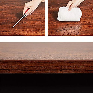 Decoholic Computer Desk 47" PC Laptop Study Table Office Desk Workstation for Home Office,with Leg Bars,Modern Industrial Style,Sandalwood Board Black Leg