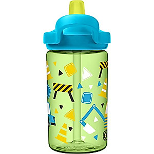 CamelBak Eddy+ 14 oz Kids Water Bottle with Tritan Renew – Straw Top, Leak-Proof When Closed, Building Rocks