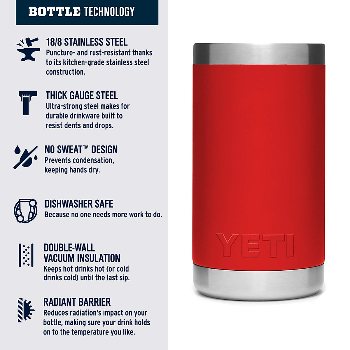 YETI Rambler Jr. 12 oz Kids Bottle, with Straw Cap, Canyon Red