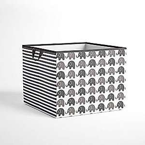 Bacati Elephants Unisex Fabric Storage Box/Tote Large,, White/Grey