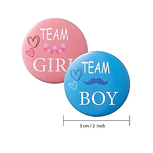 Favide 40 Pieces Gender Reveal Button Team Boy Girl Button Pins for Baby Shower Party Supplies, 2 Inches