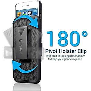 Aduro Holster Case for iPhone 8 Plus/iPhone 7 Plus (5.5") Combo Shell & Holster Slim Shell Case with Built-in Kickstand + Swivel Belt Clip Holster for Apple iPhone 8 Plus and iPhone 7 Plus ONLY