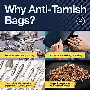 Anti Tarnish Storage Bag 18" x 18" | Fabric Cloth Bags for Sterling Silver Jewelry Silverware Trays and More (2 Pack)