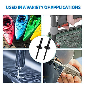 Jiozermi 60 Pcs Aluminum Blind Rivets, 3/16” x 1” Pop Rivets Assortment, Black