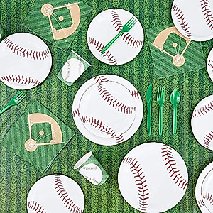 BLUE PANDA Baseball Tablecloth Birthday Party Plastic Table Cover (54 x 108 in, 3 Pack)