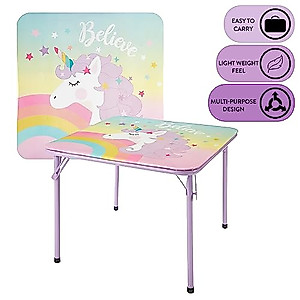 Heritage Kids 3 Piece Table and Chair Set, Purple Unicorn