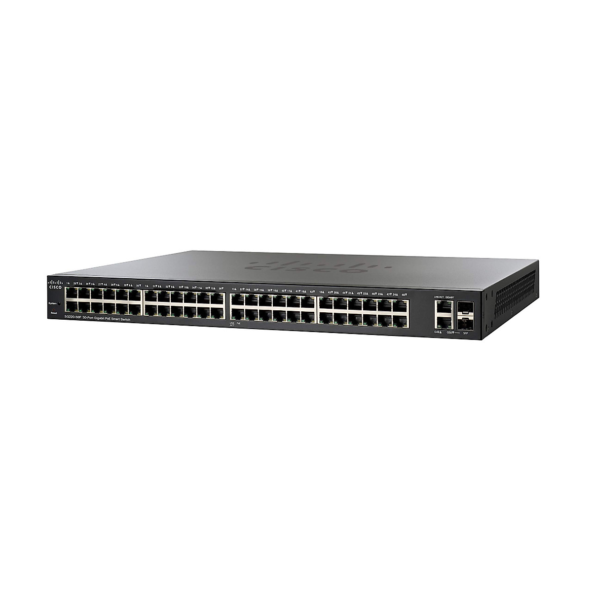 Cisco SG220-50P Smart Switch | 50 Gigabit Ethernet (GbE) Ports | 2 Gigabit Ethernet Combo | 375W PoE | Limited Lifetime Protection (SG220-50P-K9-NA)