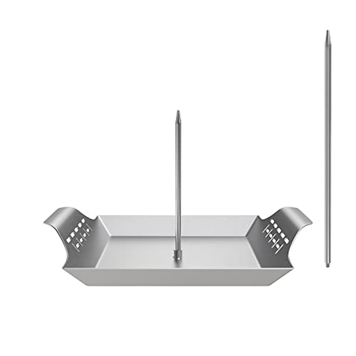 Stainless Steel 10 inch Vertical Skewer for Tacos Al Pastor-Shawarma Stand Skewer for Charcoal Grills or Stove,with 2 Removable Spikes(8.5“/12”)-Universal BBQ Grilling Accessory