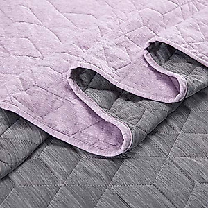 SLEEP ZONE Cooling Blanket for Hot Sleepers Throw Size (50x60 inches), Dual-Sided Cool Summer Blanket Lightweight Portable for Gym, Travel, Picnic, Camping (Light Purple+Grey)
