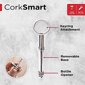 KeySmart CorkSmart - 2-in-1 Keychain Wine Opener and Bottle Opener, the Ultimate Dual Bottle Opener and Wine Bottle Opener Corkscrew Keychain Accessory
