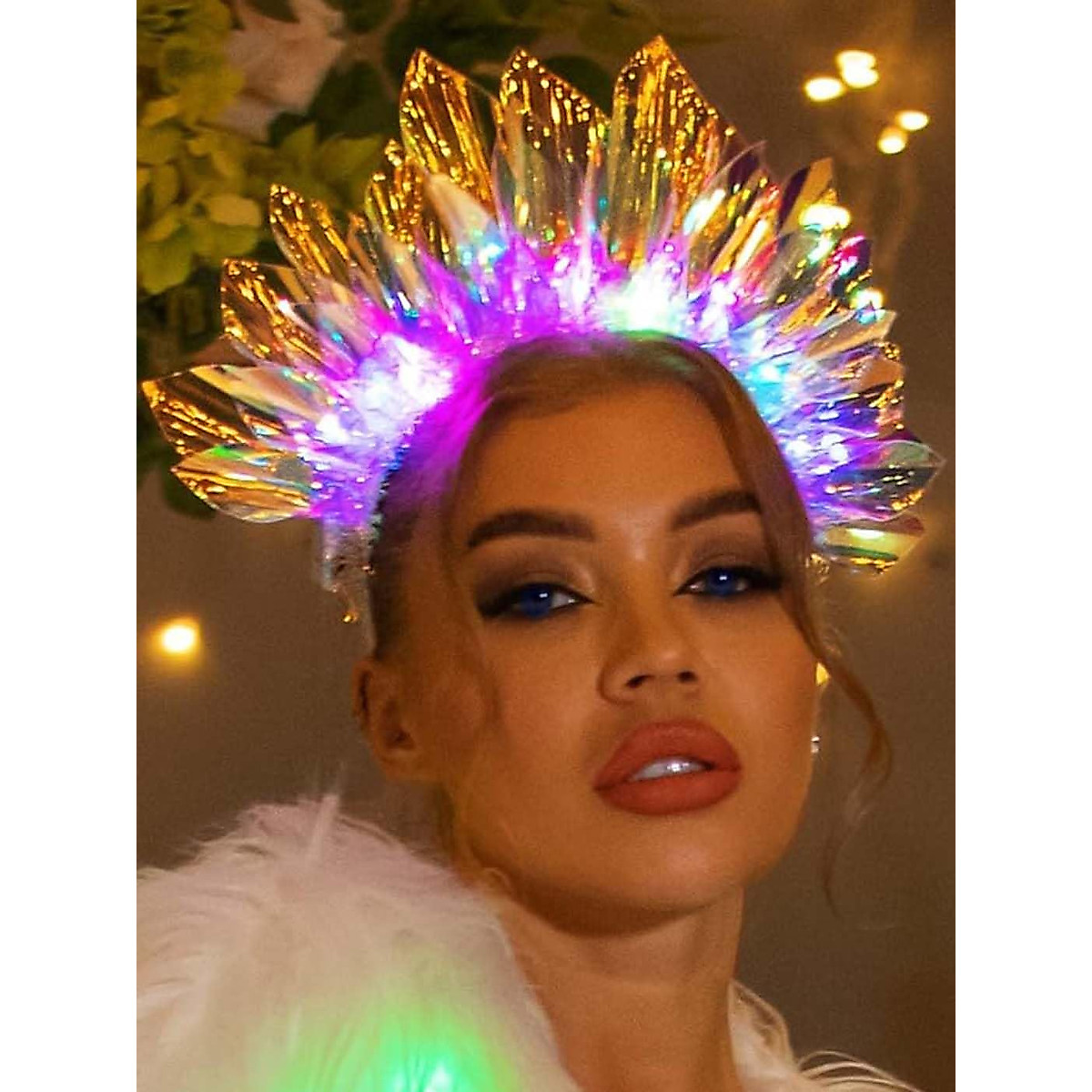 GENBREE Light Up Headband LED Glow Hair Band Rave Party Costume Crown Hair Accessories for Women