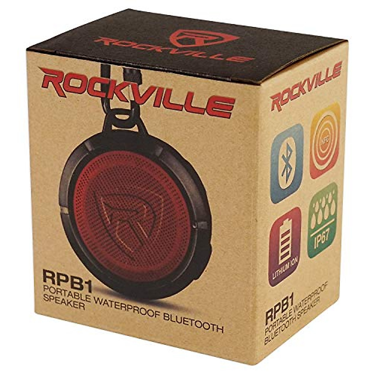 Rockville RPB1 10 Watt Waterproof Portable Handheld Bluetooth Speaker+NFC Loud!, Black